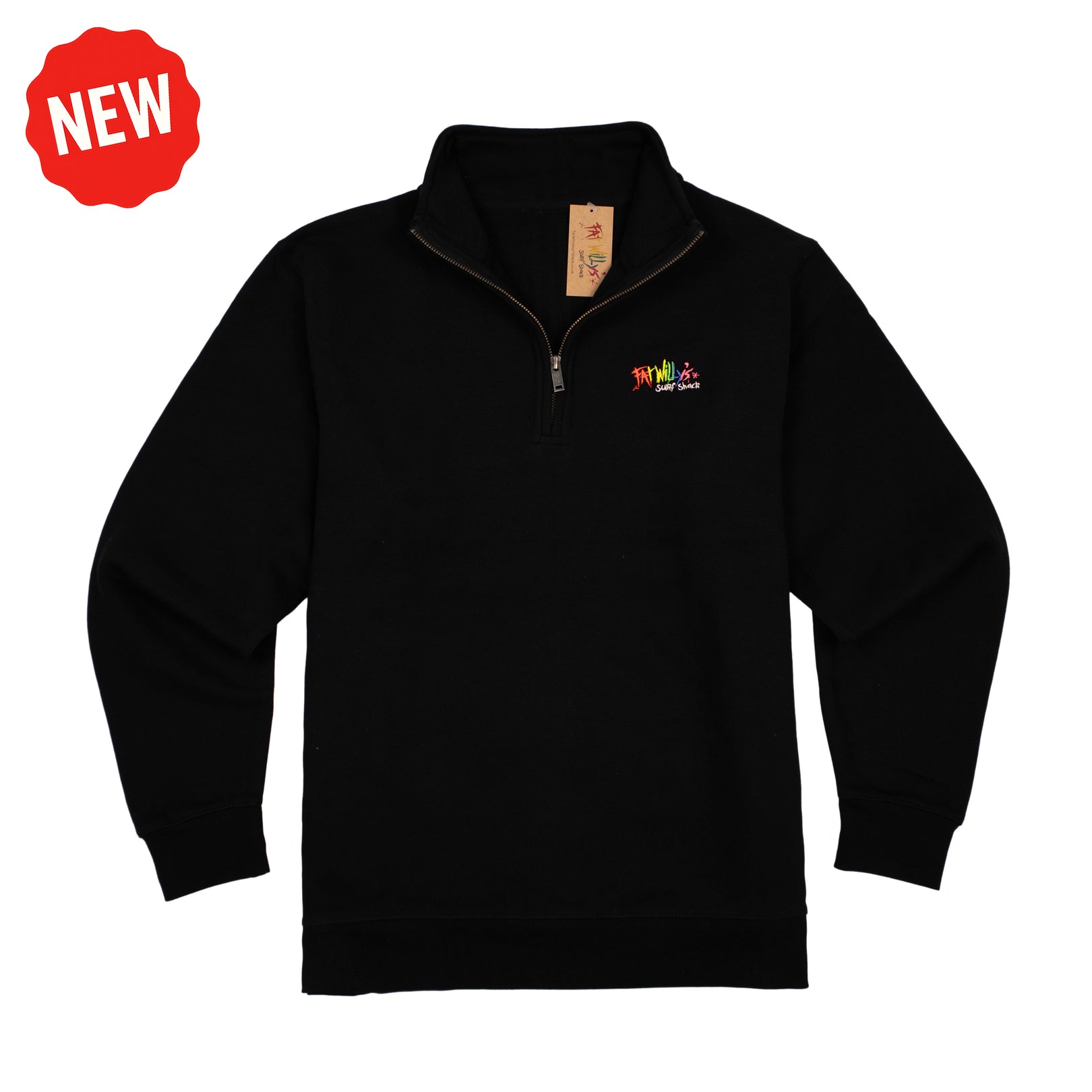 Black Quarter Zip | Fat Willy’s Surf Shack Newquay Cornwall – Fat Willy ...